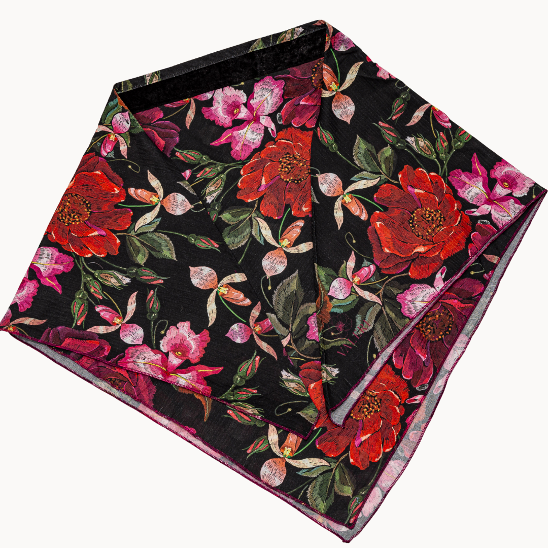 Crimson Garden Triangle Scarf – Valeri